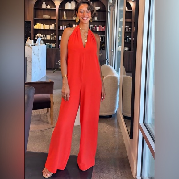 Zara | Pants & Jumpsuits | Zara Red Halter Jumpsuit Nwt | Poshmark